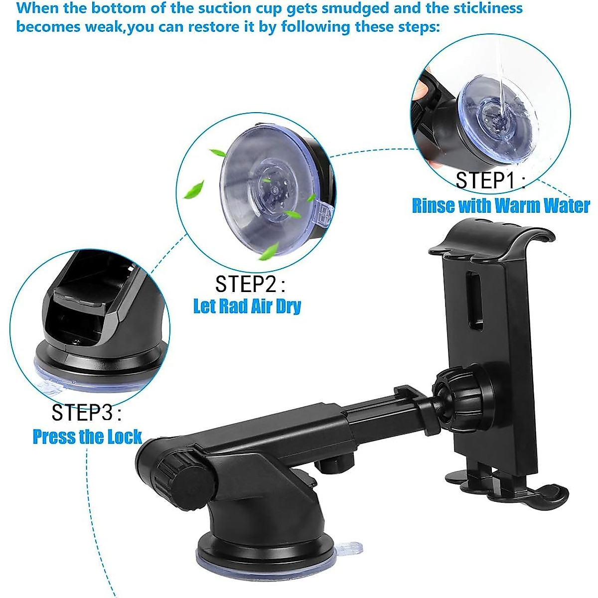 SincereFly Car Mount, 7-10.5inch Tablet & 4.5-6.5inch Phone Holder, Portable Electronic Device Mount