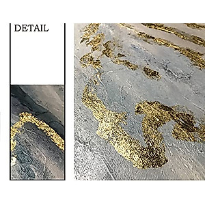 Blue and Gold Abstract Canvas Art Wall for Living Room-Framed Blue Mountain Oil Painting for Bedroom -Modern Landscape Wall Decor for Office,Kitchen Ready to Hang 20x40 inches