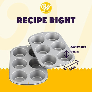 Wilton Recipe Right Non-Stick 6 Cup Jumbo Muffin Pan, 2 count (Pack of 1)