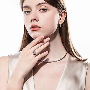 AnuClub 5ct Solitire Moissanite Engagement Ring For Women D Color Lab Diamond 18K White Gold Plated Silver Ring, Christmas Gift for Women, Christmas Gift for Women With Certificate 50