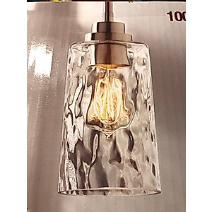 Home Decorators Collection 1-Light Brushed Nickel Mini-Pendant with Clear Hammered Glass