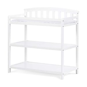 Child Craft Infant Changing Table, Water-Resistant Pad and Safety Strap, Anti-Tip Kit Included to Prevent Tipping, Non-Toxic, Baby Safe Finish (Matte White)