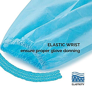 100 Pack LEVEL 1 PP Disposable Isolation Gowns with Elastic Cuff, Latex-Free, Non-Woven, Fluid Resistant, Dental, Medical, Hospital, Industries, ONE SIZE FITS ALL (100 PCS=10 Bags)