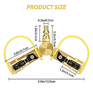 EEEKit 1/4" RV Propane Quick Connect Y Splitter Adapter with Shutoff Valve for RV, Trailer, Quick Connect Propane Hose to Grill, Camper, BBQ, 2 Way 1/4 inch Quick Connect or Disconnect Kit