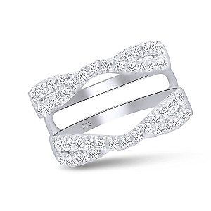 AFFY 1.00 Ct. Double Infinity Wedding Ring Guard Enhancer In 14k White Gold Plated 925 Sterling Silver with Cubic Zirconia Ring Size-7