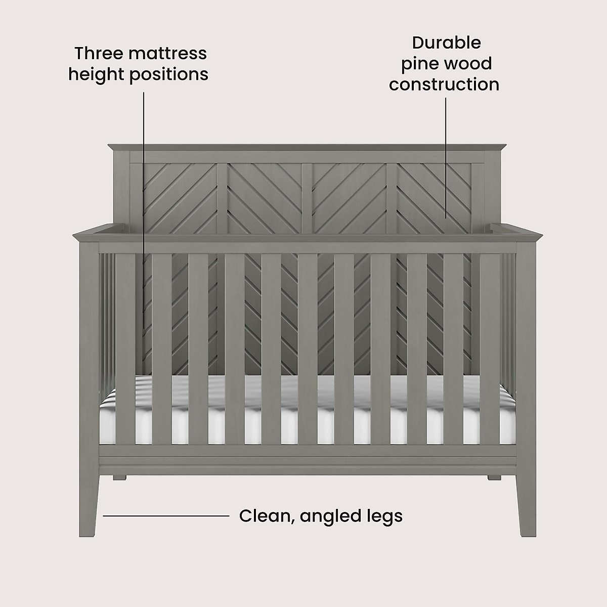 Child Craft Atwood 4-in-1 Convertible Crib, Baby Crib Converts to Day Bed, Toddler Bed and Full Size Bed, 3 Adjustable Mattress Positions, Non-Toxic, Baby Safe Finish (Lunar Gray)