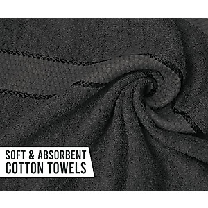 Fluffyn 100% Cotton Fancy Bath Sheets - Towels for Bathroom - Eco-Friendly, Super Soft, Highly Absorbent Bath Towels - Oeko-Tex Certified - 34" x 66" Inches (Grey, Bath Sheets Set of 2)