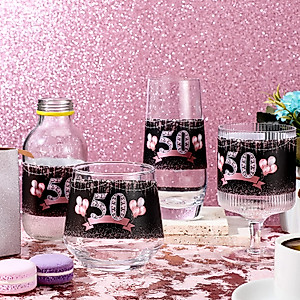 48 Pieces 50th Birthday Party Water Bottle Labels Cheers to 50th Decoration Labels Sticker Black and Rose Gold Bottle Wrappers Congrats 50th Birthday Party Supplies for Party Celebration Decor