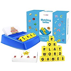 Educational Toys, Alphabet Learning Toys Flash Card Game for Toddlers 3 4 5 Year Old Preschool Matching Letter Spelling Reading Games for Kids 3-8 Years Old Boys