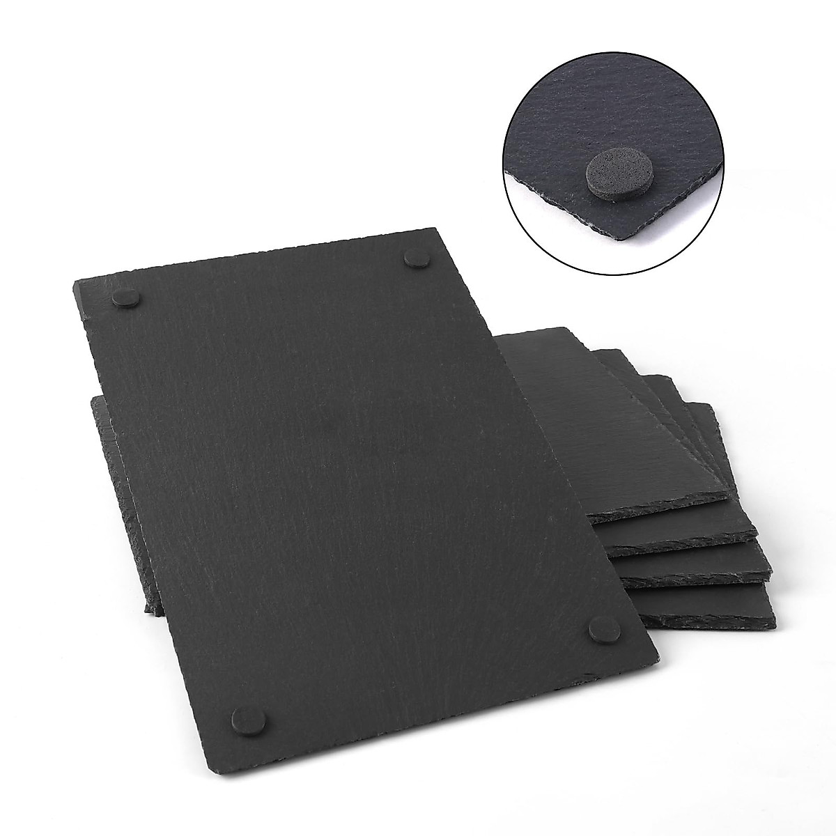 Lidesheng 5 Pack 13''x9'' Black Slate Cheese Board Slate Stone Plates with Natural Edge Square Serving Tray Coaster for Fruit Dessert Appetizer Cake Fruit Meat Kitchen Dining Party