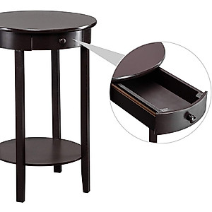 RLZCFF 47x47x71CM Simple Round with Drawer Side Coffee Table Side Table End Table Brown for Livng Room