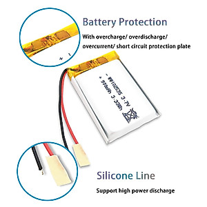 FREEDOH Polymer Lithium Battery 3.7V 900mAh Lithium-ion Rechargeable Battery 102535 Li-Polymer ion Backup Battery with Protection Board (2pcs)
