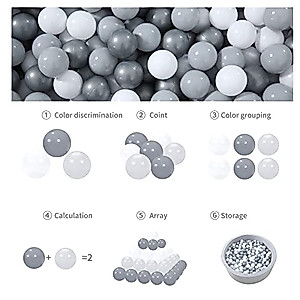 GOGOSO Ball Pit Balls - Plastic Play Pit Balls Crawl Ball with Color Grey, Light Grey, White for Baby Kids Playpen Pool, 2.2 Inch, 100 pcs