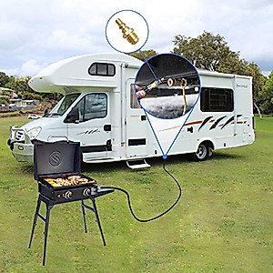 MENSI 3/8" Male Flare X 1/4" Quick Connect Plug for Female Flare Propane Extension Hose Hook RV Gas Supply