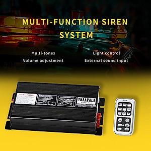 YHAAVALE Car Police Siren 400W Signal Division PA System 940 Wireless Amplifier+2pcs Ultra Slim Metal Speaker Electronic Emergency Horn Sound System for Police Cars Fire Trucks