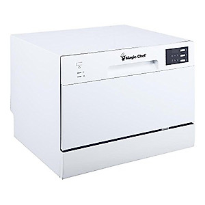 Magic Chef Energy Star 6-Place Setting MCSCD6W5 6 Plate Countertop Dishwasher, White, household