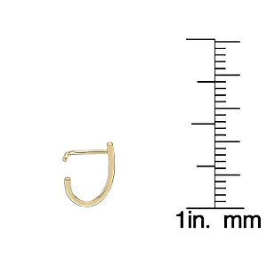 Lavari Jewelers 20 Gauge L Shaped Faux Hoop Nose Ring for Men or Women - 14k Yellow Gold Nose Stud Piercing - 20G Unisex Hypoallergenic Body Piercing Jewelry