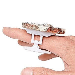 White Agate Stone Crystal Phone Grip Premium Phone Stand Druzy Quartz Healing Crystal Natural Gemstone with Gold Trim and Crystal Design Phone Grip Stand Mount Holder for Smart Phones and Tablet
