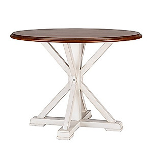 SEI Furniture Barrisdale Modern Farmhouse, Dining Table, Antique White, Whiskey Maple