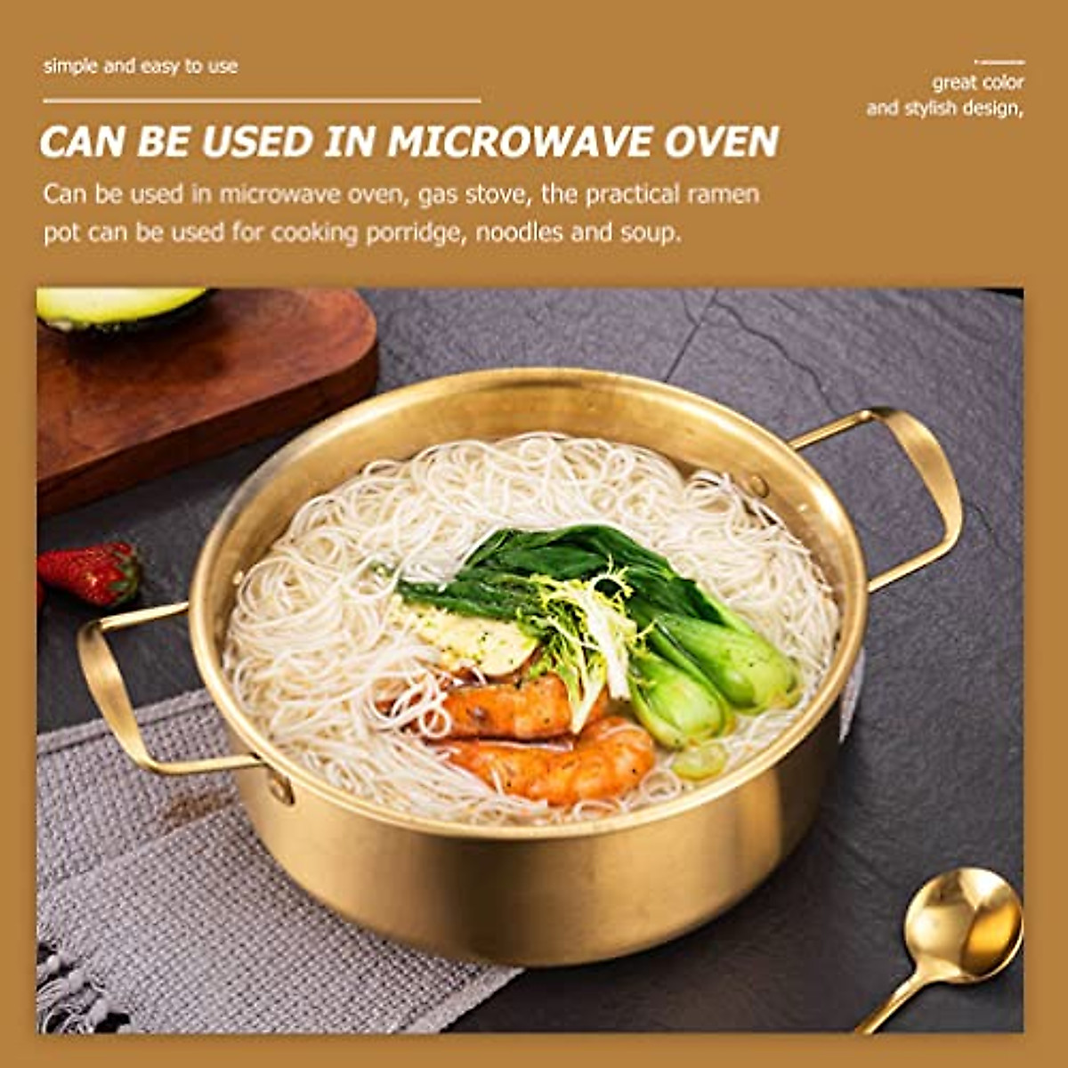 Luxshiny Pots Stainless Steel Gold Pot, Ramen Noodle Pot Korean Ramen Cooking Pot for Noodle Kitchen (18cm) Sauce Pan Sauce Pan Sauce Pan Sauce Pan Sauce Pan Sauce Pan Sauce Pan