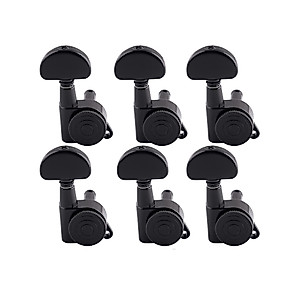Metallor Locking Guitar String Tuning Pegs Tuning Keys Machine Heads Tuners 1:18 Gear Ratio 6 In Line for Right Handed Electric Guitar or Acoustic Guitar Parts Accessories Half Round Head Black.