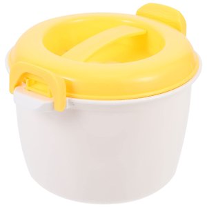 BESTonZON Microwave Rice Cooker Steamer Bowl for Vegetables with Steam Release Vent Microwaveable Cookware for Rice and Vegetables Yellow L