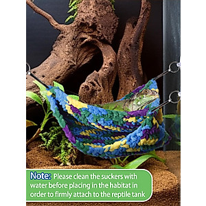 Double-Layered Reptile Hammock - Soft Bearded Dragon Hammock Swing Hanging Bed with Strong Suction Cups & Hooks, for Lizard Gecko Chameleon Small Reptiles, Triangular
