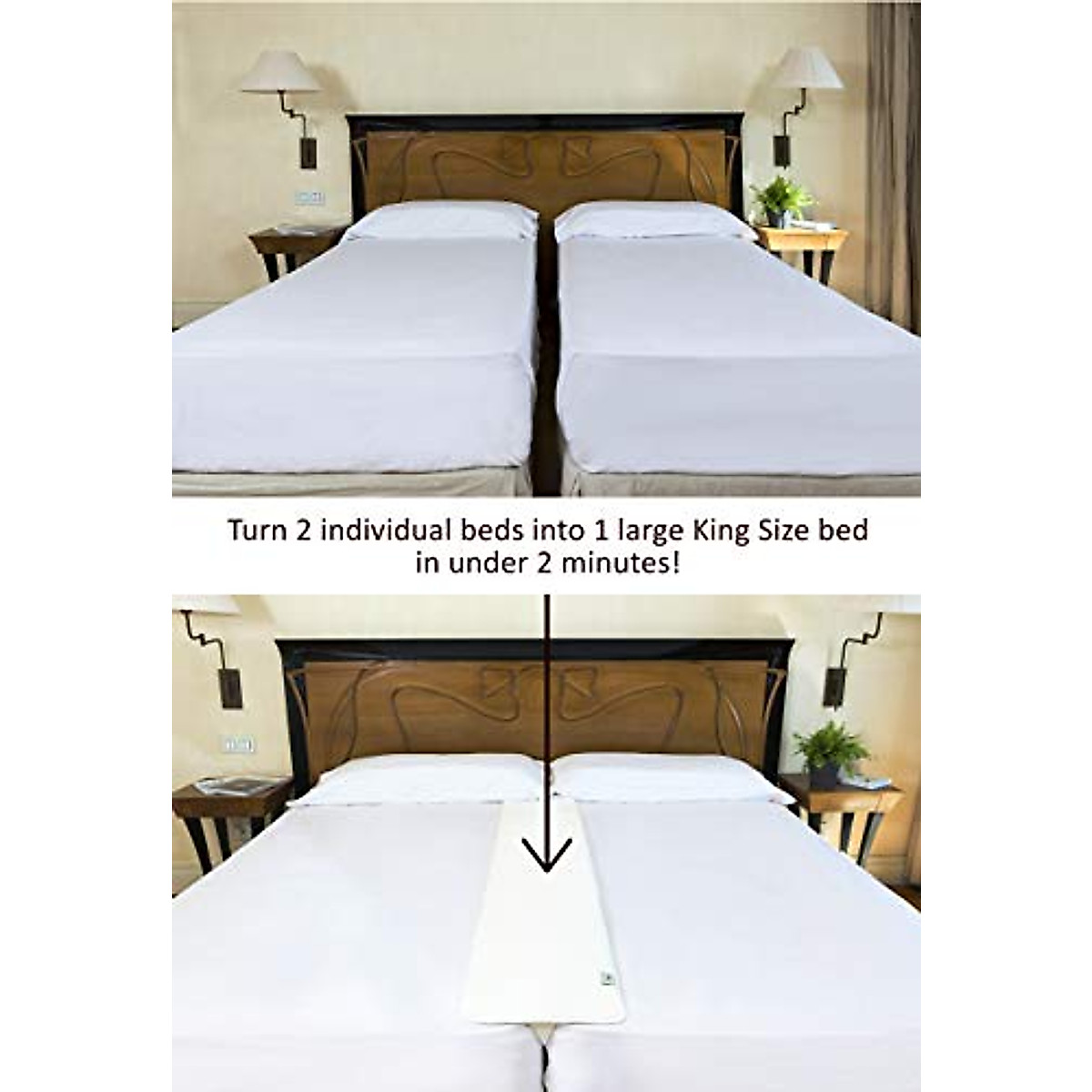 Insieme 12" Extra Wide Bed Bridge Twin to King Converter Kit – Use to Easily Combine 2 Twins to King or Plug Gap Between Split King Adjustable Mattresses. V-Shaped Wedge, Light, Thin & Strapless.