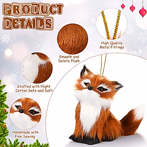 7 Pcs Mini Fox Plush Toys Stuffed Animal Christmas Tree Hanging Ornaments Simulation Squatting Fox Model Home Decoration Static Action Figures Fox Sleeping for Home Office Bag Decoration, 5 Inches
