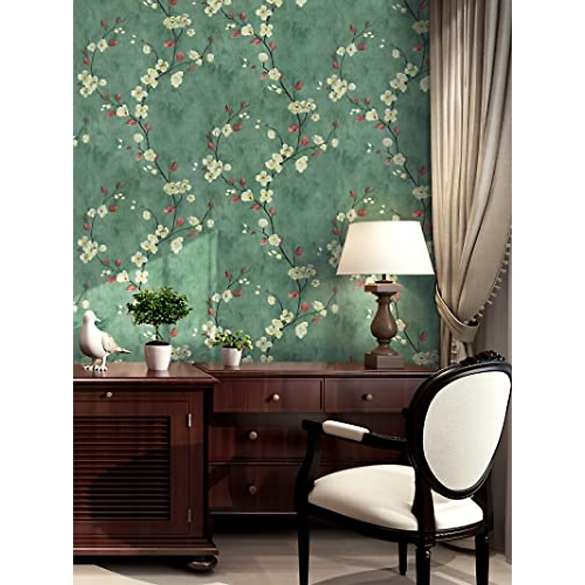 Peel and Stick Wallpaper Floral Contact Paper Floral Wallpaper Removable Wallpaper Waterproof Wallpaper Vinyl Roll for Wall Furniture Cabinet 118"x17.7"