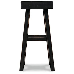 Signature Design by Ashley Glosco 31" Pub Height Wood Saddle Barstool, 2 Count, Black