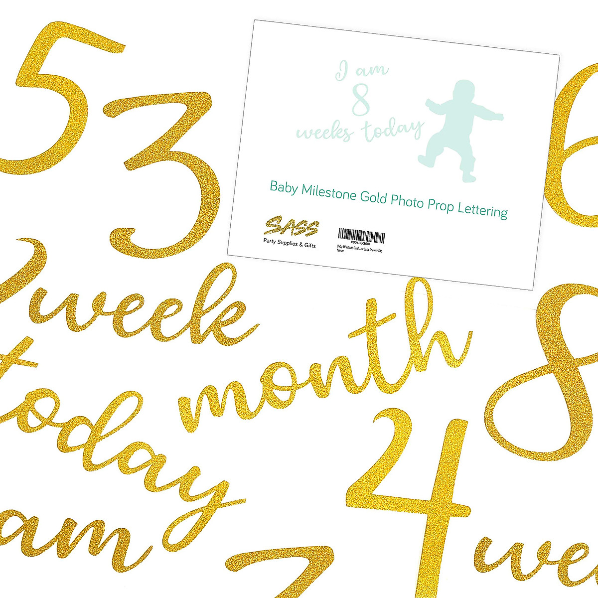 Baby Milestone Gold Photo Prop Lettering - Perfect New Born Baby Shower Photoshoot