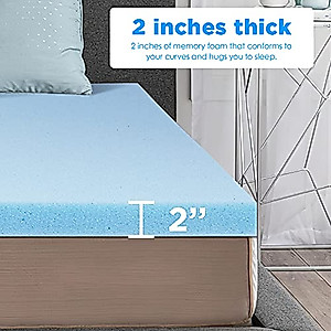 2-Inch Mattress Topper Memory Foam Pressure Relief for Back Pain Cooling Gel-Infused Gel Infused Mattress Topper Cooling & Breathable CertiPUR-US Certified (Twin)
