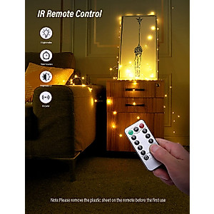 Mikasol Fairy String Lights, 1 Packs Led Fairy Lights Battery Operated Waterproof Copper Wire with Remote Control Fairy Lights for Bedroom. Firefly Lights Christmas Lights 8 Modes (16.4 ft/Warm White)