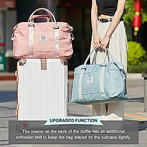 HYC00 Travel Duffel Bag, Sports Tote Gym Bag, Shoulder Weekender Overnight Bag for Women,Pink