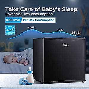 Midea WHS-65LB1 Compact Single Reversible Door Refrigerator, 1.6 Cubic Feet(0.045 Cubic Meter), Black