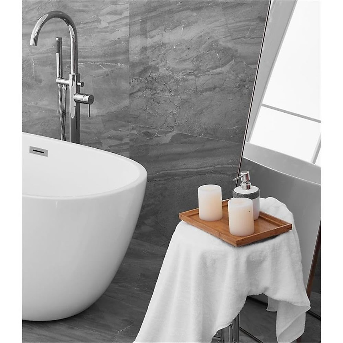 Elegant Decor Indoor Modern 59 inch soaking roll top bathtub in glossy white - 59x28.3x23.2