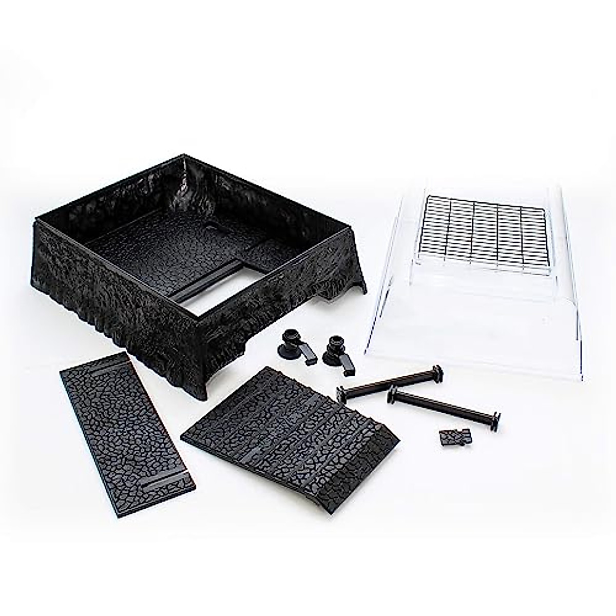 PENN-PLAX Reptology Turtle Topper – Above Tank Basking Platform That Safely Mounts to Standard Size Tanks Including 10g, 20L, 20H, 29g, up to 55 Gallons and 13” Wide – Black Color