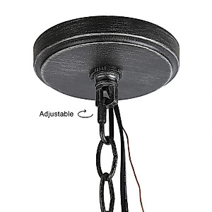 LALUZ Farmhouse Chandelier, Boho Light Fixture for Dining Room, Bedroom, Handmade Wood Beads, 6-Light, 28.3" H x 20.1" W