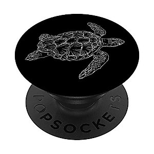 White Turtle on Black Background PopSockets PopGrip: Swappable Grip for Phones & Tablets
