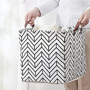 ESSME 3PACK Square Storage Bin,Cotton Fabric Laundry Baskets,Collapsible Waterproof Toy Storage Bin with Handles for Family Storage,Shelf Baskets,Bedroom(3pack Geometry)