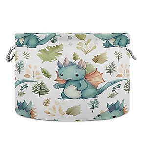 Storage Basket with Cotton Rope Handles Cute Dragon Large Laundry Basket Baby Blanket Basket Toy Clothes Organizer for Living Room, Laundry, Nursery