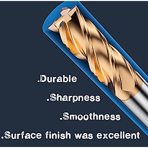 sisona 1/2" Square Nose Carbide End Mill Bits - 4 Flutes，1/2" Diamter，3'' Overall Length - Sharpness，Durable，Smooth Cutting