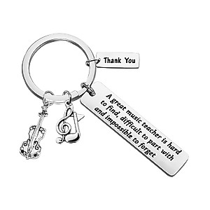 FUSTMW Violin Teacher Gifts Music Teacher Keychain Thank You Gift for Violin Teacher Appreciation Gift Music Teacher Retirement Gift (silver)