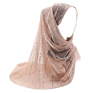 ANKOMINA Women Soft Chiffon Sequin Long Scarf Shawl Fashion Muslim Hijab Head Wrap Scarves,71x28 Inch