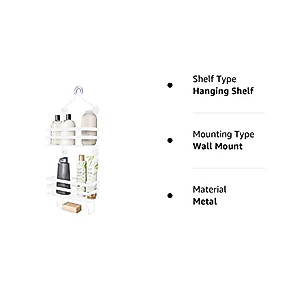 Gorilla Grip Anti-Swing Oversized Shower Caddy, Rust Resistant Organizer, Holds 11 lbs, Strong Suction Cups, Hooks, Easy Hanging Bathtub Shampoo and Accessories Caddies for Showerhead, 3 Shelf, White