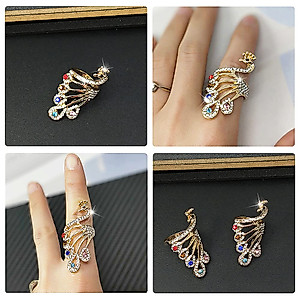 ABJFJE Peacock Crysrtal Ring Anniversary Eternity Band Cubic Zirconia Ring Crystal Wedding Cocktail Rings Fashion Luxury Jewelry for Women (8)