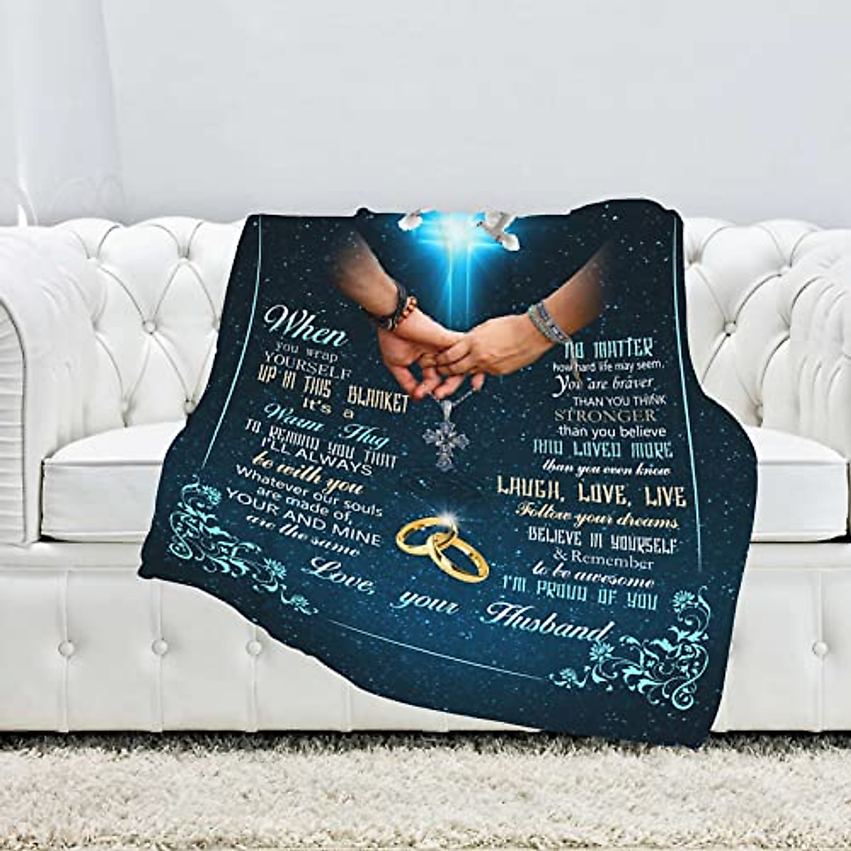 to My Wife Blanket from Husband, Birthday Gifts for Wife, Soft Throw Blanket Gifts for Her, Wife Birthday Gift Ideas,Best Christmas Valentines Wedding for Wife 60''x50''