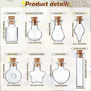 80 Pieces Wishing Bottle Glass Cork Bottles Tiny Wishing Drifting Bottle Mini Small Glass Jars Bottles 8 Shapes for Wedding Party DIY Decoration Bead Containers Arts and Crafts DIY Projects