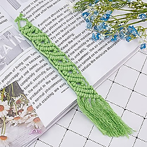 FREEBLOSS 6 Set Macrame Bookmarks Kit DIY Bookmark with Tassels Bohemian Braided Book Markers for Women Hand Knitted Bookmarks for Book Lovers